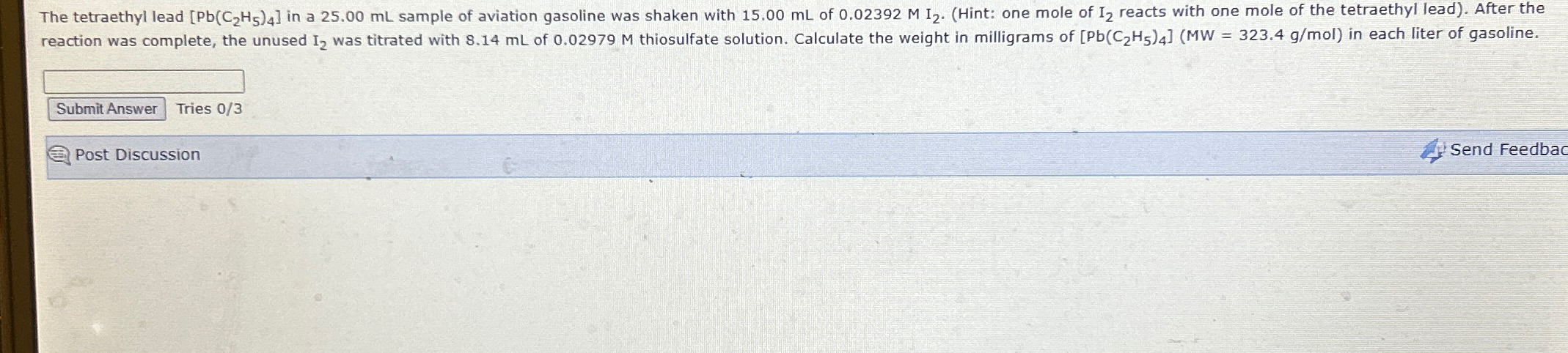 Solved Tries 03Post DiscussionSend Feedbac | Chegg.com