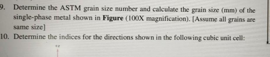 Solved 9. Determine the ASTM grain size number and calculate | Chegg.com