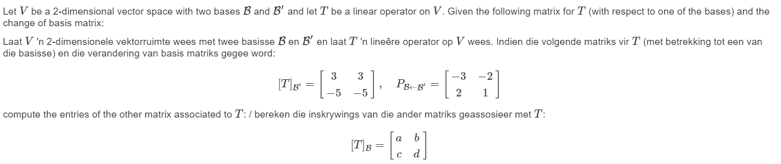 Solved Let V ﻿be a 2-dimensional vector space with two bases | Chegg.com
