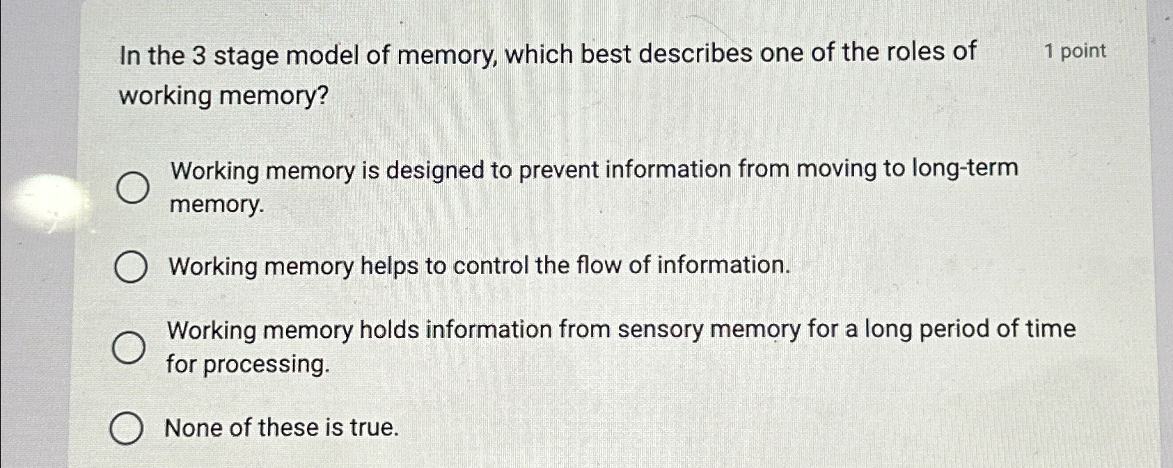 Solved In the 3 ﻿stage model of memory, which best describes | Chegg.com