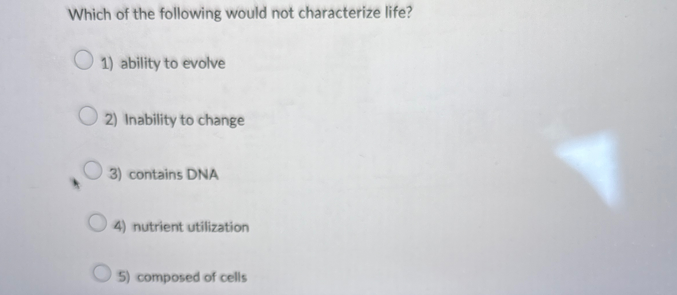 Solved Which of the following would not characterize | Chegg.com