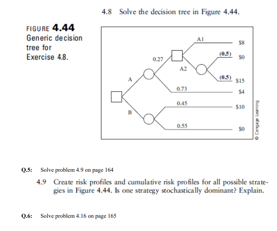 Solved 4.8 ﻿Solve the decision tree in Figure 4.44.FIGURE | Chegg.com