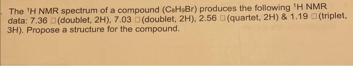 Solved The 1H NMR spectrum of a compound (C8H9Br) produces | Chegg.com