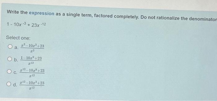 Solved Write the expression as a single term, factored | Chegg.com