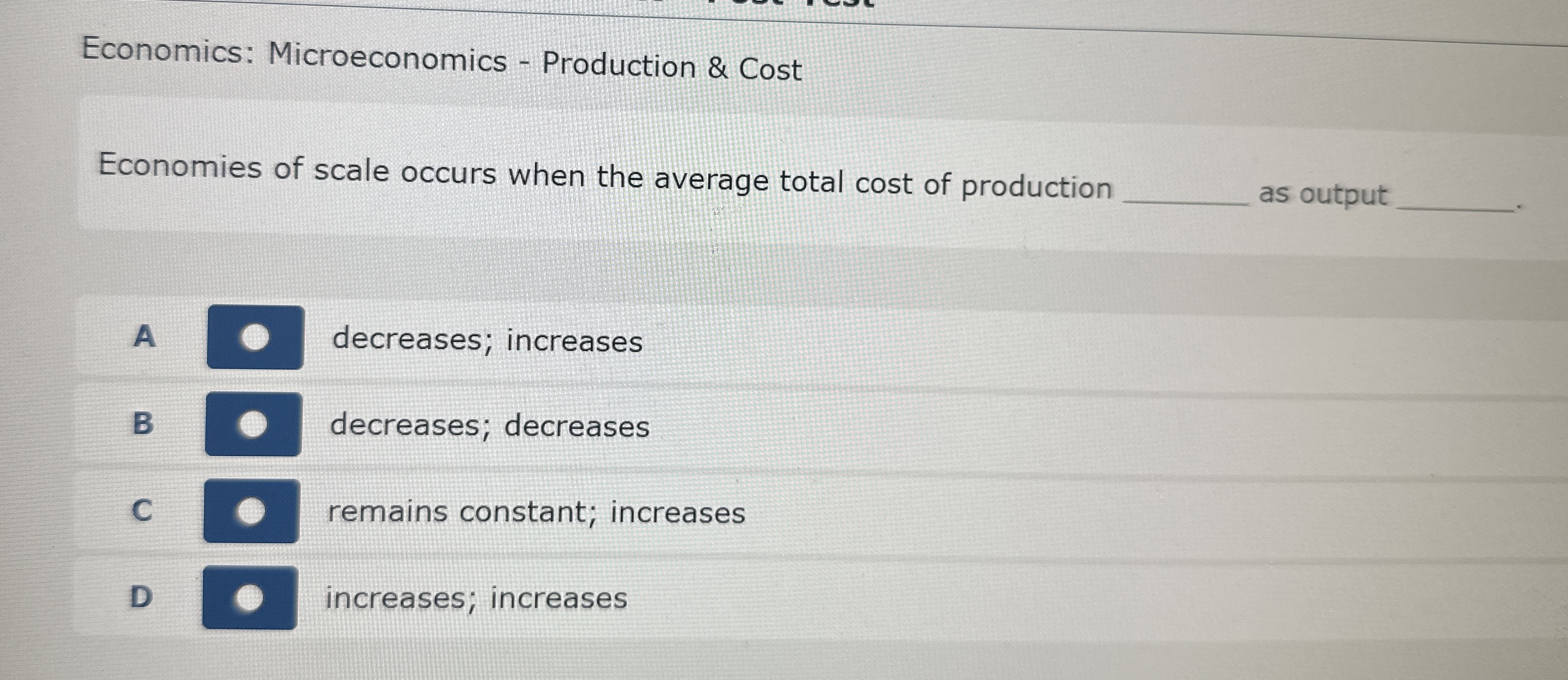 Solved Economics: Microeconomics - ﻿Production & | Chegg.com