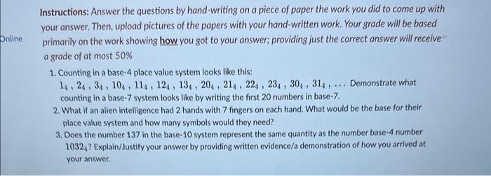 Solved Instructions: Answer the questions by hand-writing on | Chegg.com