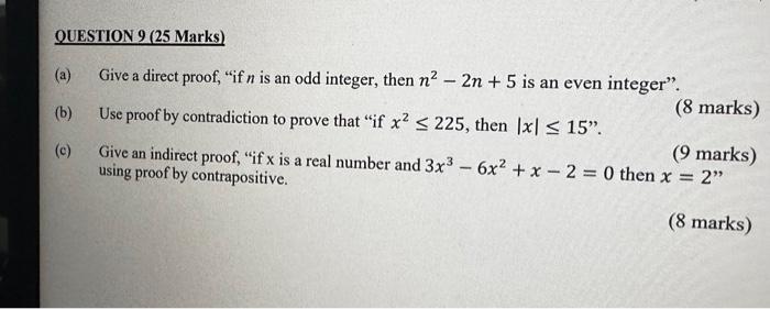 Solved (a) Give a direct proof, "if n is an odd integer, | Chegg.com