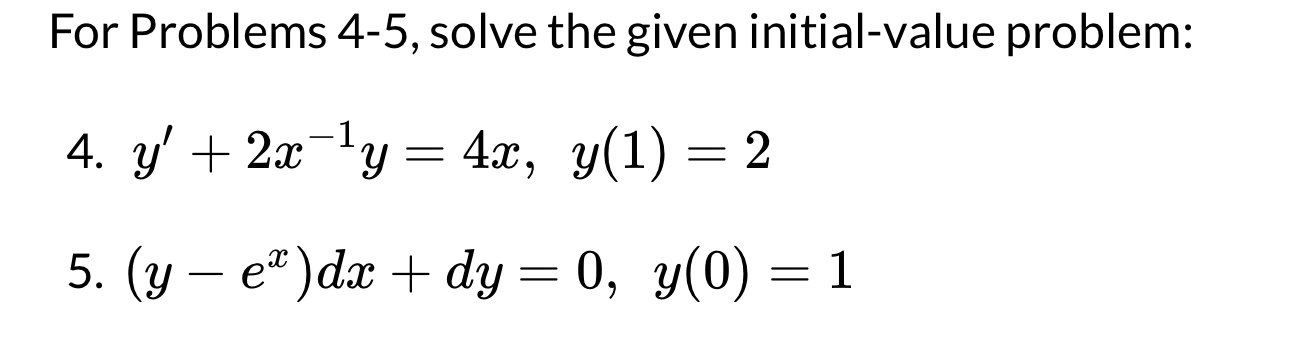 Solved DO NOT USE CHEGG CHATGPT TO SOLVE.For Problems 4-5, | Chegg.com