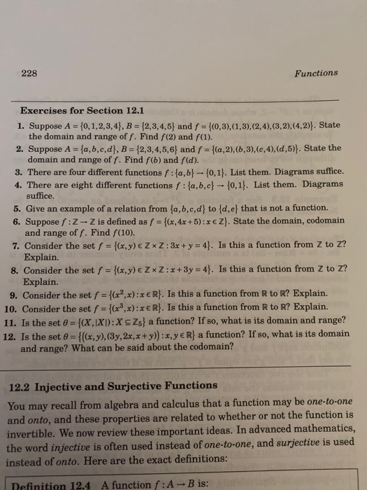 Solved 228 Functions Exercises for Section 12.1 1. Suppose A | Chegg.com