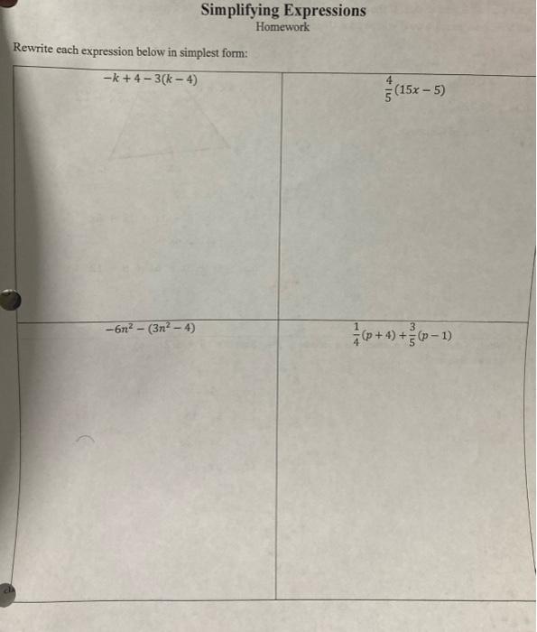 Solved Simplifying Expressions Homework Rewrite each | Chegg.com