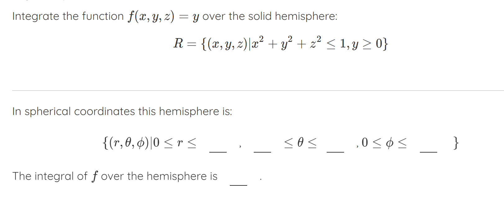 Solved Integrate the function f(x,y,z)=y ﻿over the solid | Chegg.com