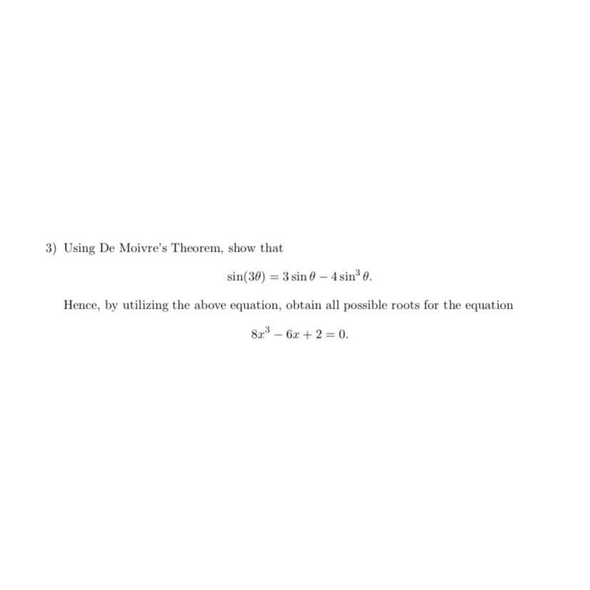 Solved Using De Moivre's Theorem, show | Chegg.com