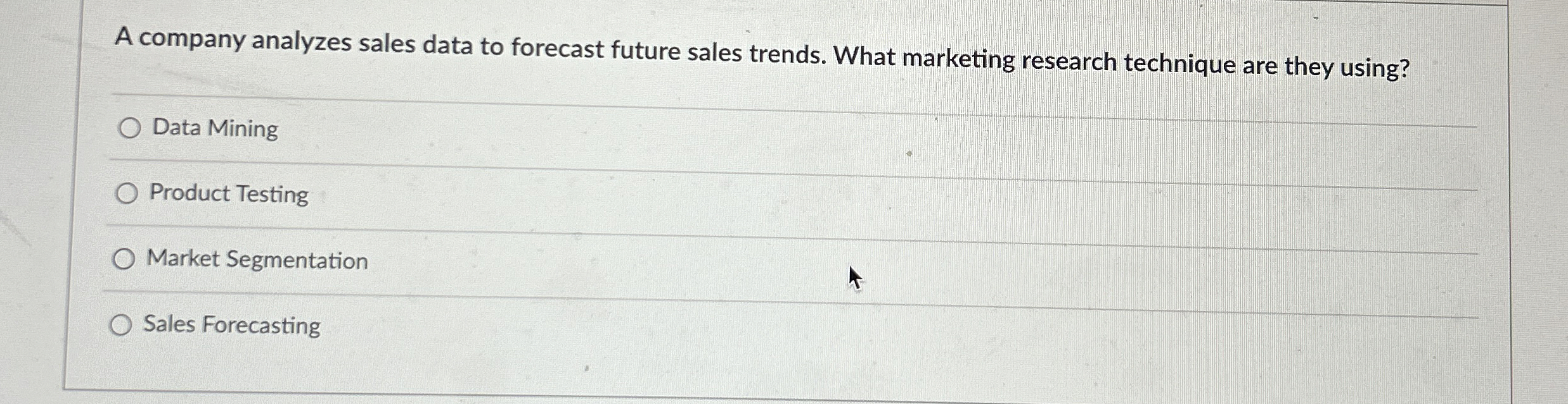 Solved A company analyzes sales data to forecast future | Chegg.com
