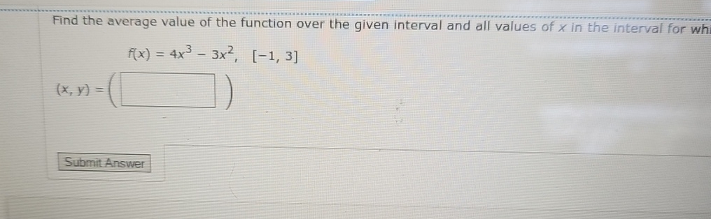 Solved Find the average value of the function over the given | Chegg.com
