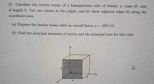 Solved 3). Calculate the inertia tensor of a homogeneous | Chegg.com