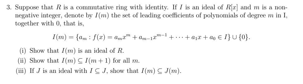 Solved 3. Suppose that R is a commutative ring with | Chegg.com