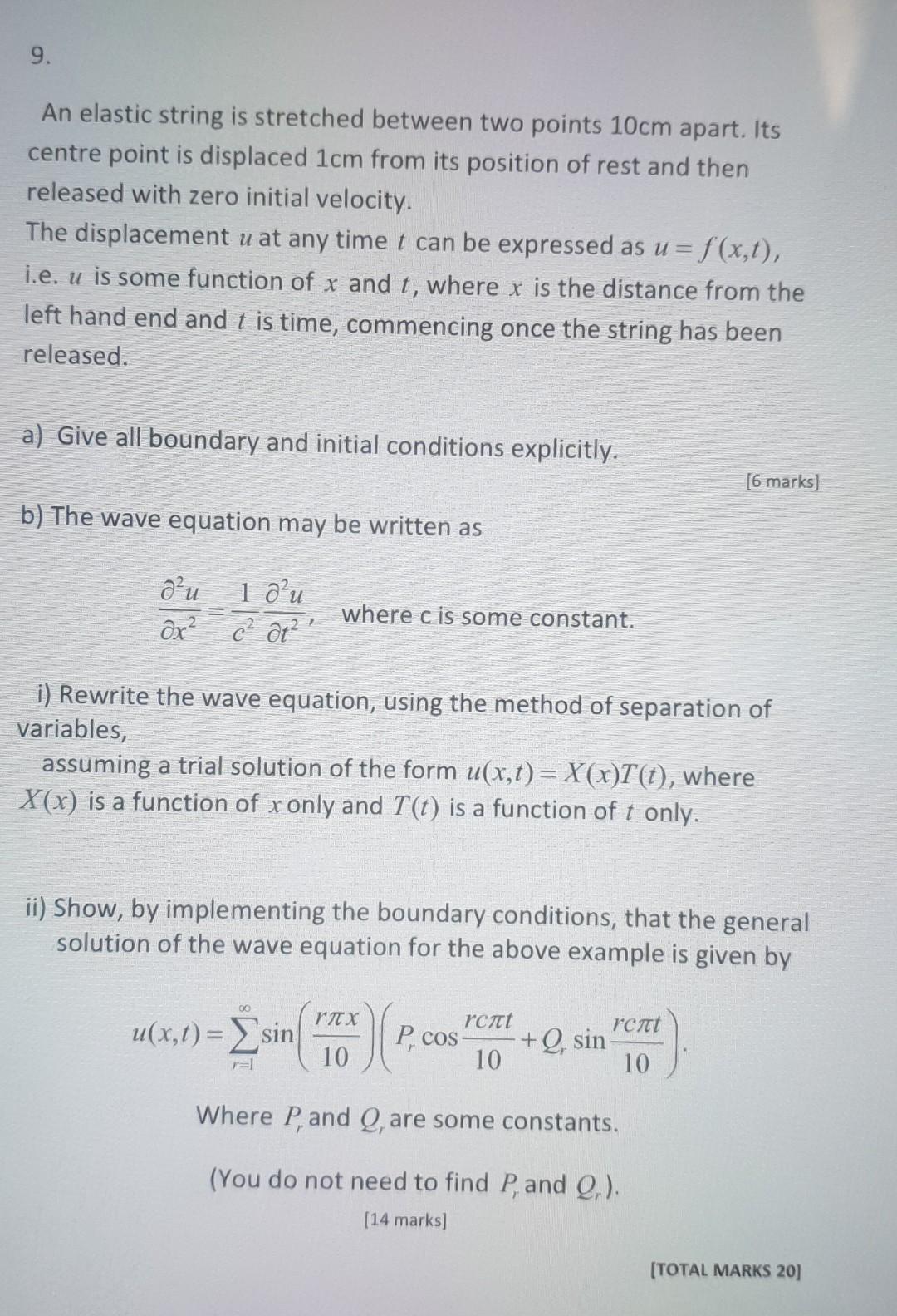 Solved 9. An elastic string is stretched between two points | Chegg.com