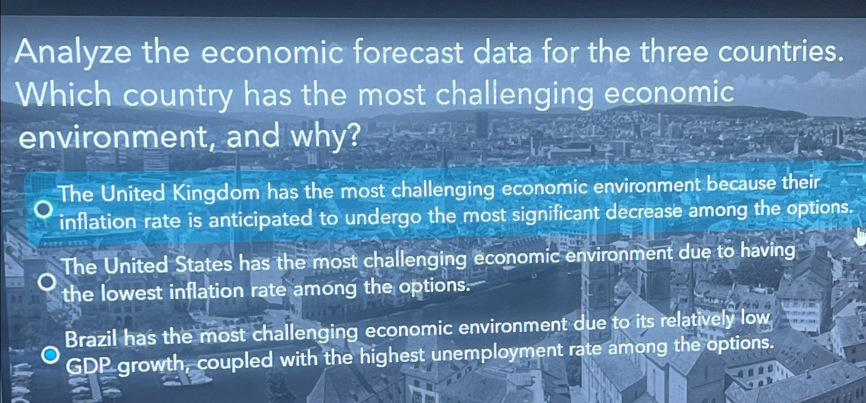 Analyze the economic forecast data for the three | Chegg.com