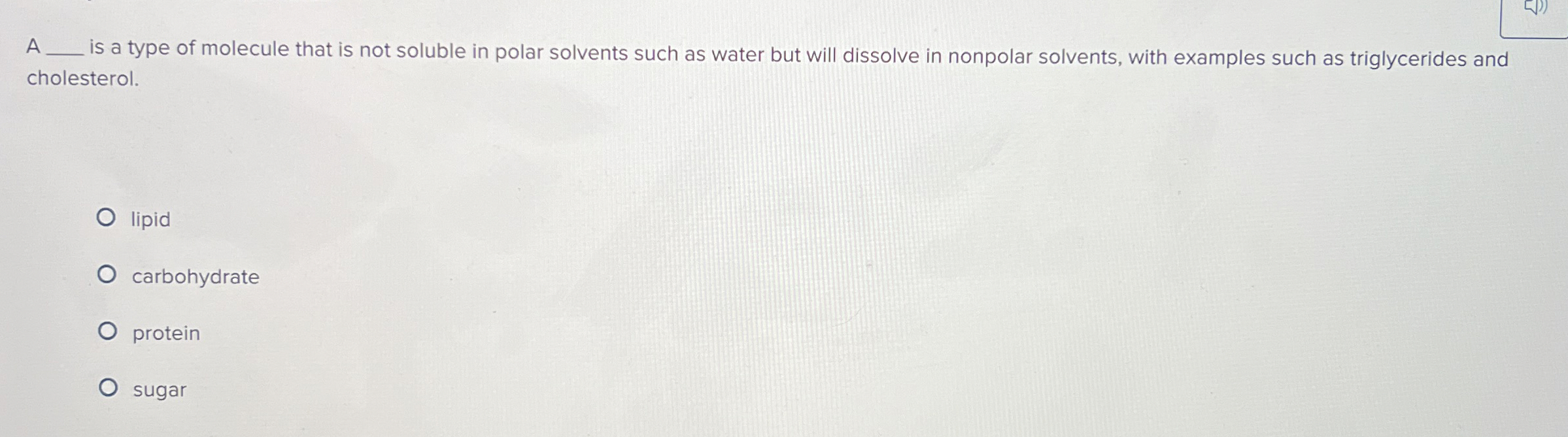 Solved Ais a type of molecule that is not soluble in polar | Chegg.com