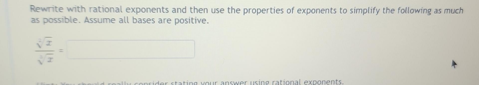 Solved Rewrite with rational exponents and then use the | Chegg.com