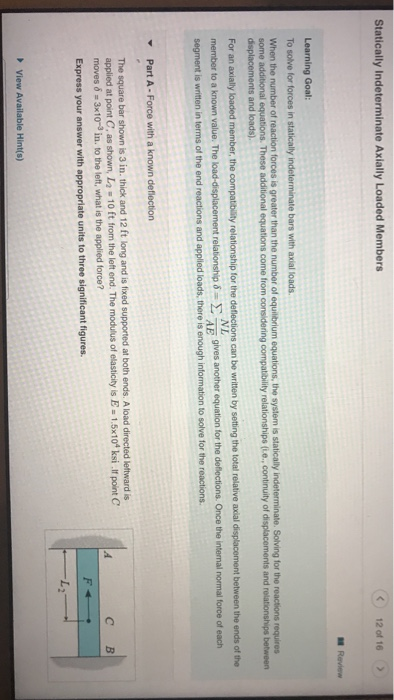 Solved Statically indeterminate Axially Loaded Members Part | Chegg.com