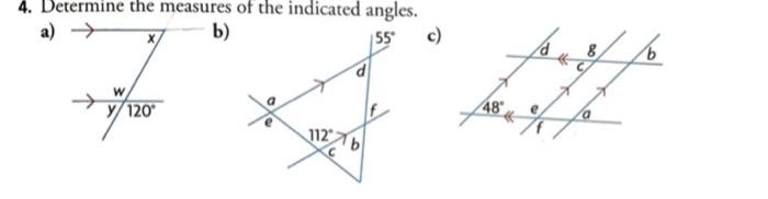 Solved 4 Determine The Measures Of The Indicated Angles A
