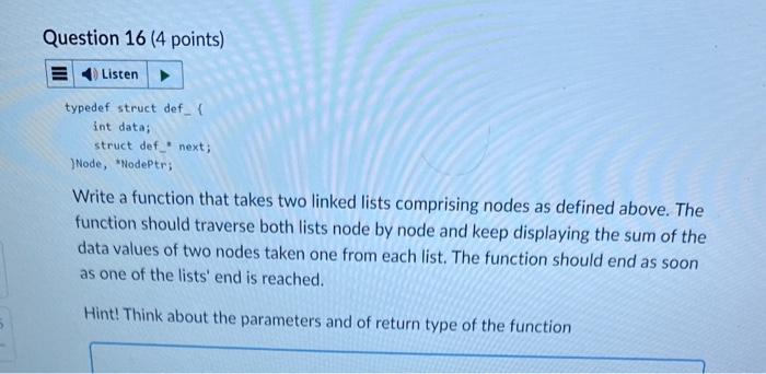 Solved Typedef Struct Def Int Data Struct Def Next