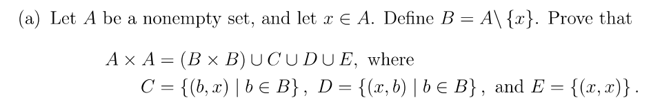 Solved (a) ﻿Let A ﻿be a nonempty set, and let xinA. Define | Chegg.com