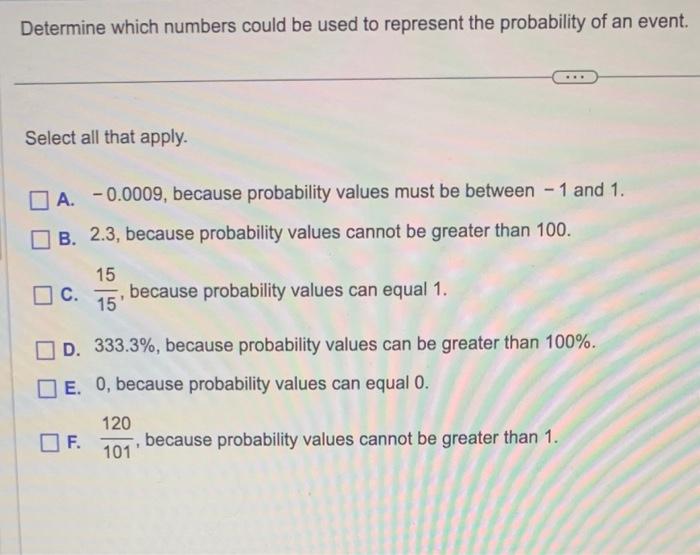 Solved Determine Which Numbers Could Be Used To Represent Chegg