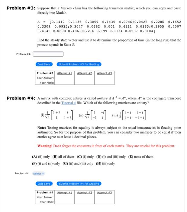 Solved \#3: Suppose that a Markov chain has the following | Chegg.com