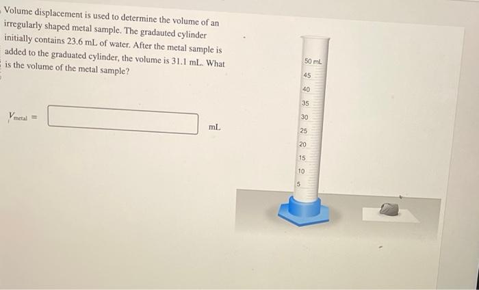 Solved Volume displacement is used to determine the volume | Chegg.com