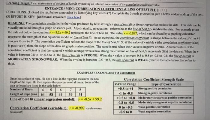 Solved CHECK FOR UNDERSTANDING(S): CORRELATION COEFFICIENT | Chegg.com