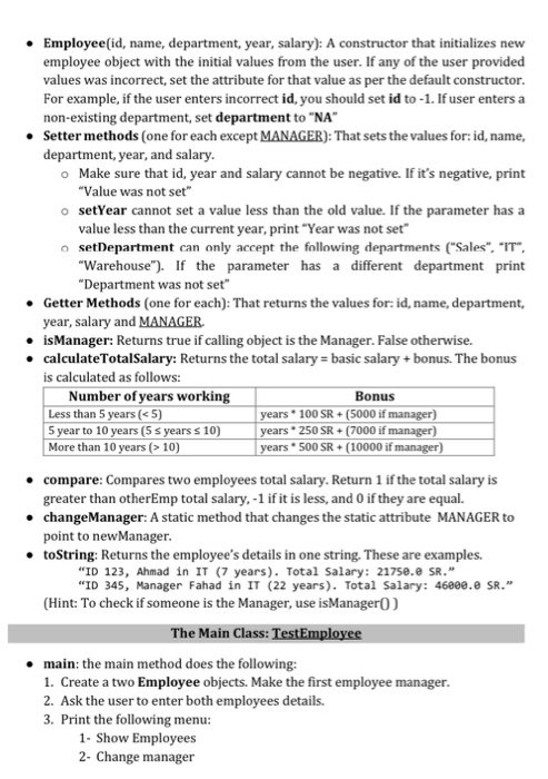 Solved 11 points Employee - id:int - name: String - | Chegg.com