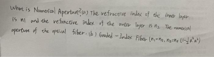 Solved what is Numerical Aperture?(a) The vefracerve index | Chegg.com