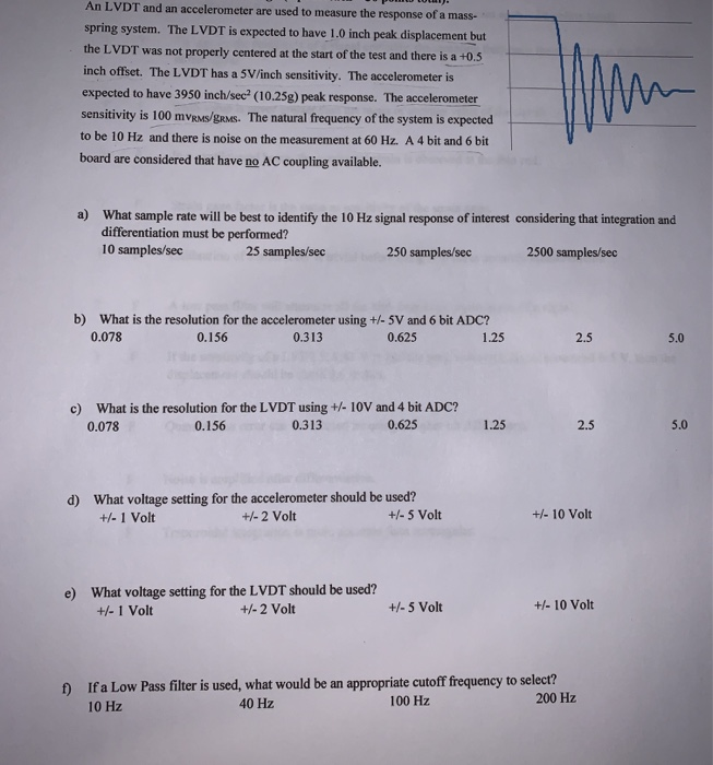 Solved An Lvdt And An Accelerometer Are Used To Measure The