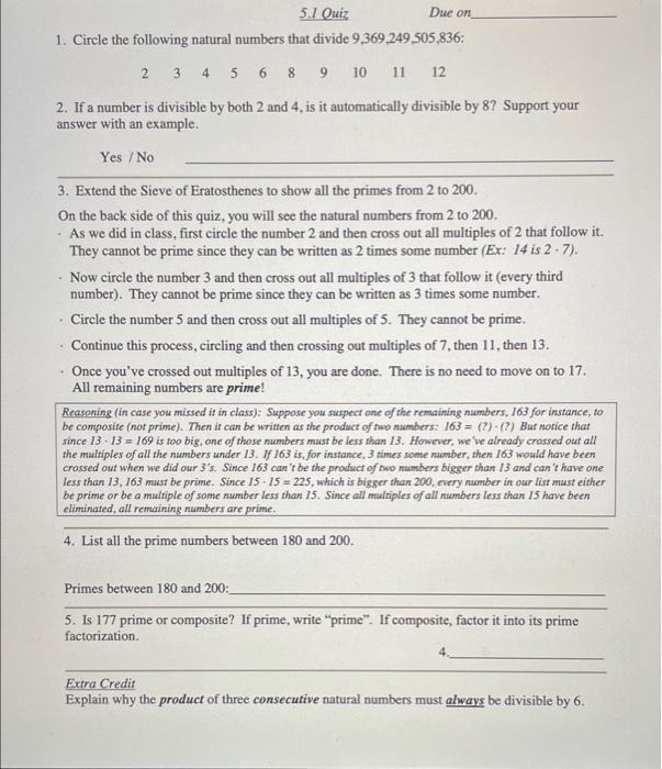 Solved 1. Circle the following natural numbers that divide | Chegg.com