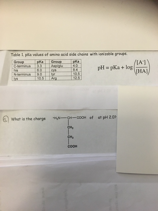Solved Table 1. pka values of amino acid side chains with | Chegg.com