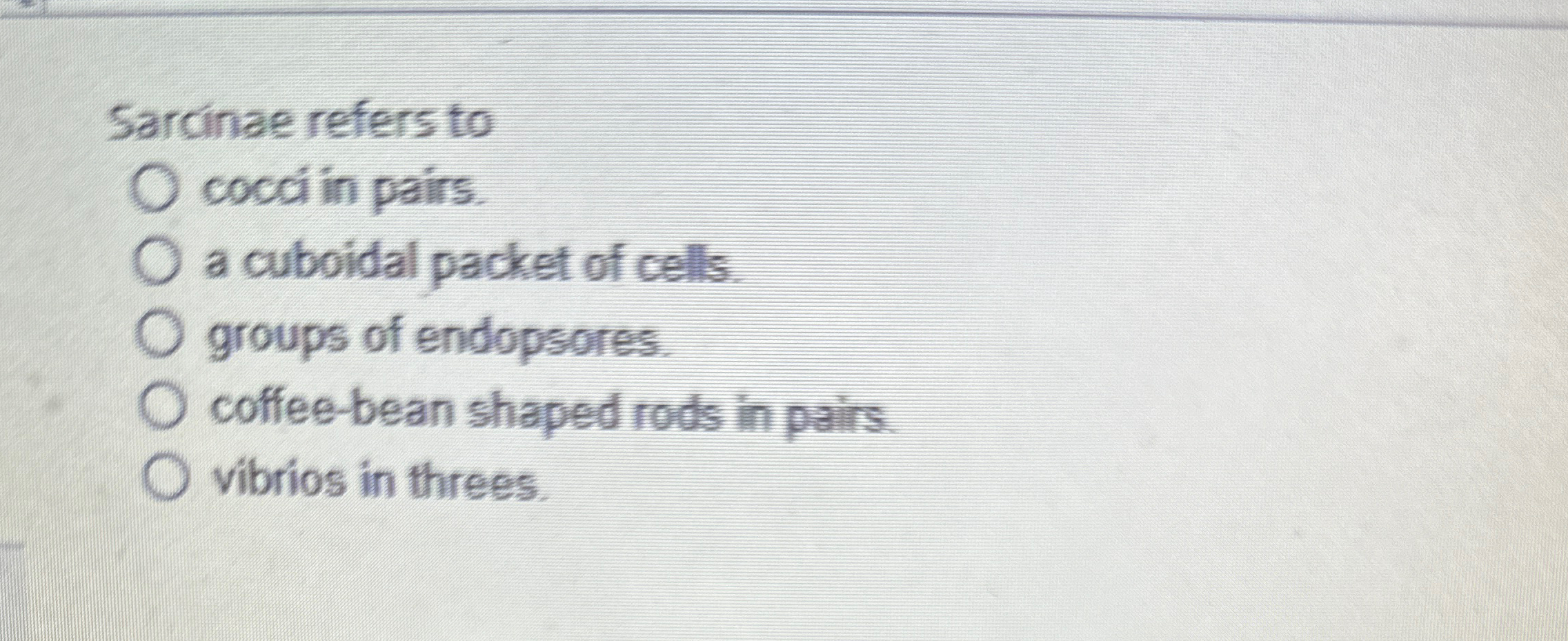 Solved Sarcinae refers tococci in pairs.a cuboidal packet of | Chegg.com