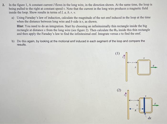 Solved 2. In the figure 1, A constant current I flows in the | Chegg.com