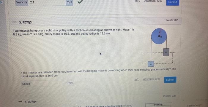 Solved Two masses hang over a solid disk pulley with a | Chegg.com
