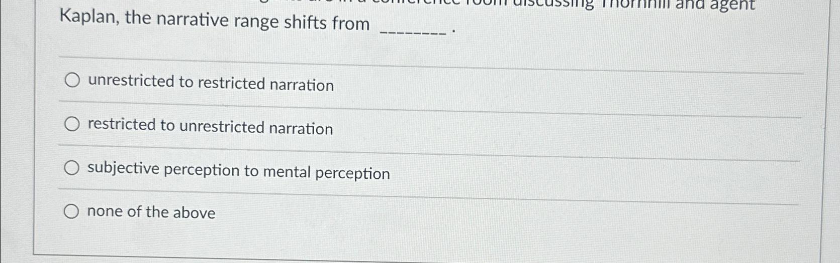 Solved Kaplan, the narrative range shifts fromunrestricted | Chegg.com