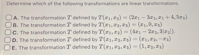 Solved A. The transformation T defined by | Chegg.com