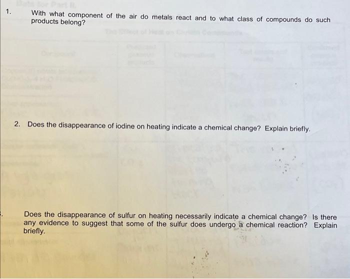 Solved With what component of the air do metals react and to | Chegg.com