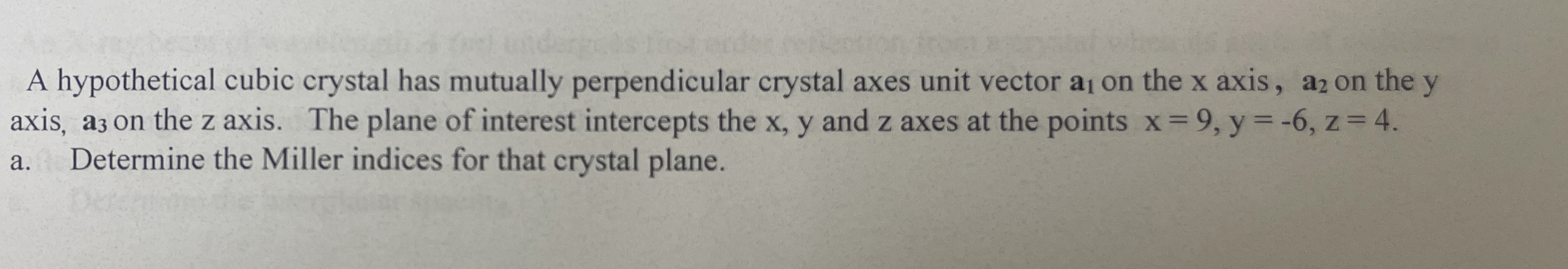 Solved A hypothetical cubic crystal has mutually | Chegg.com