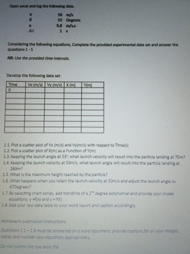 Open excel and log the following data.\table[[V,50ms | Chegg.com