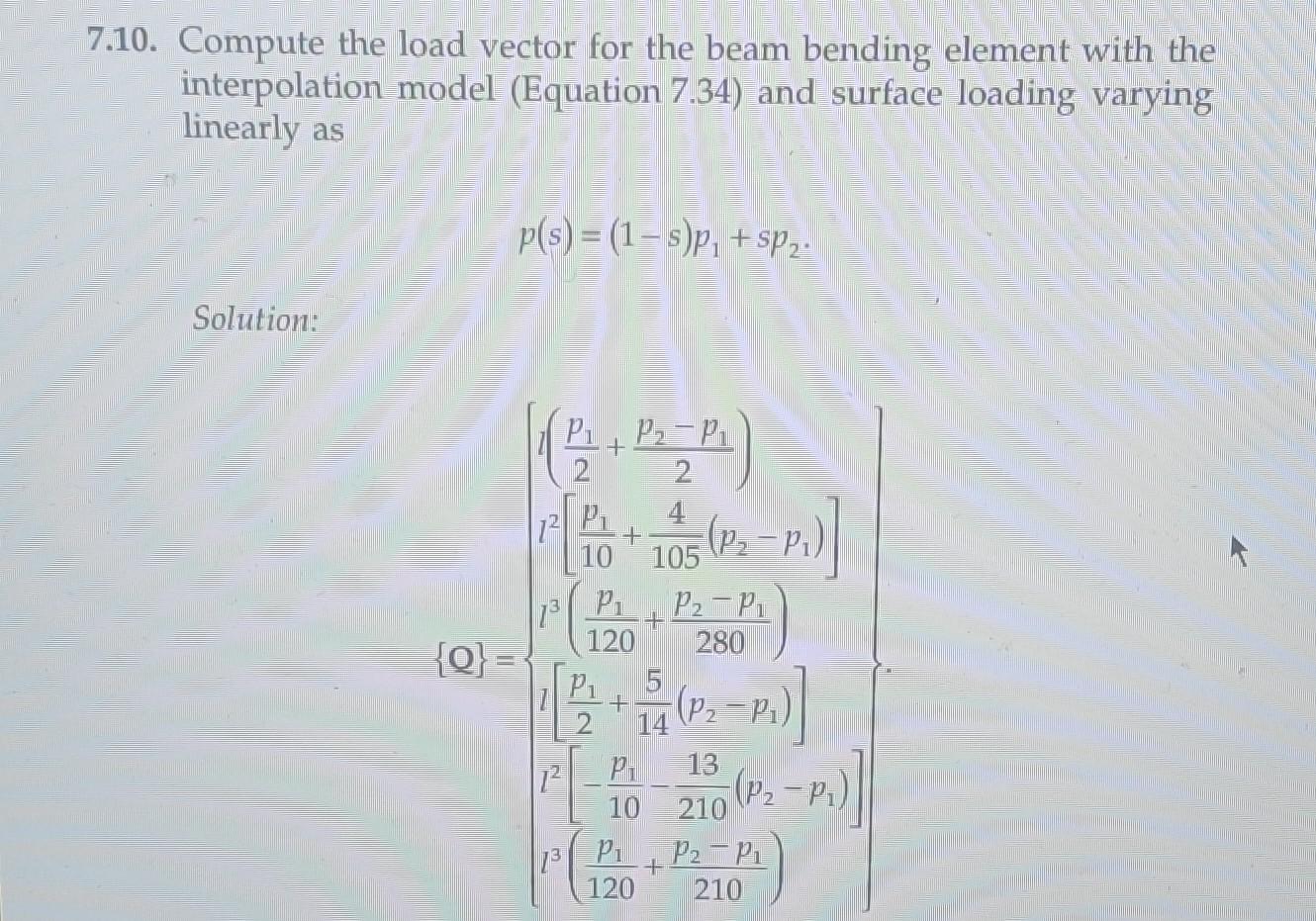 Solved .10. Compute the load vector for the beam bending | Chegg.com
