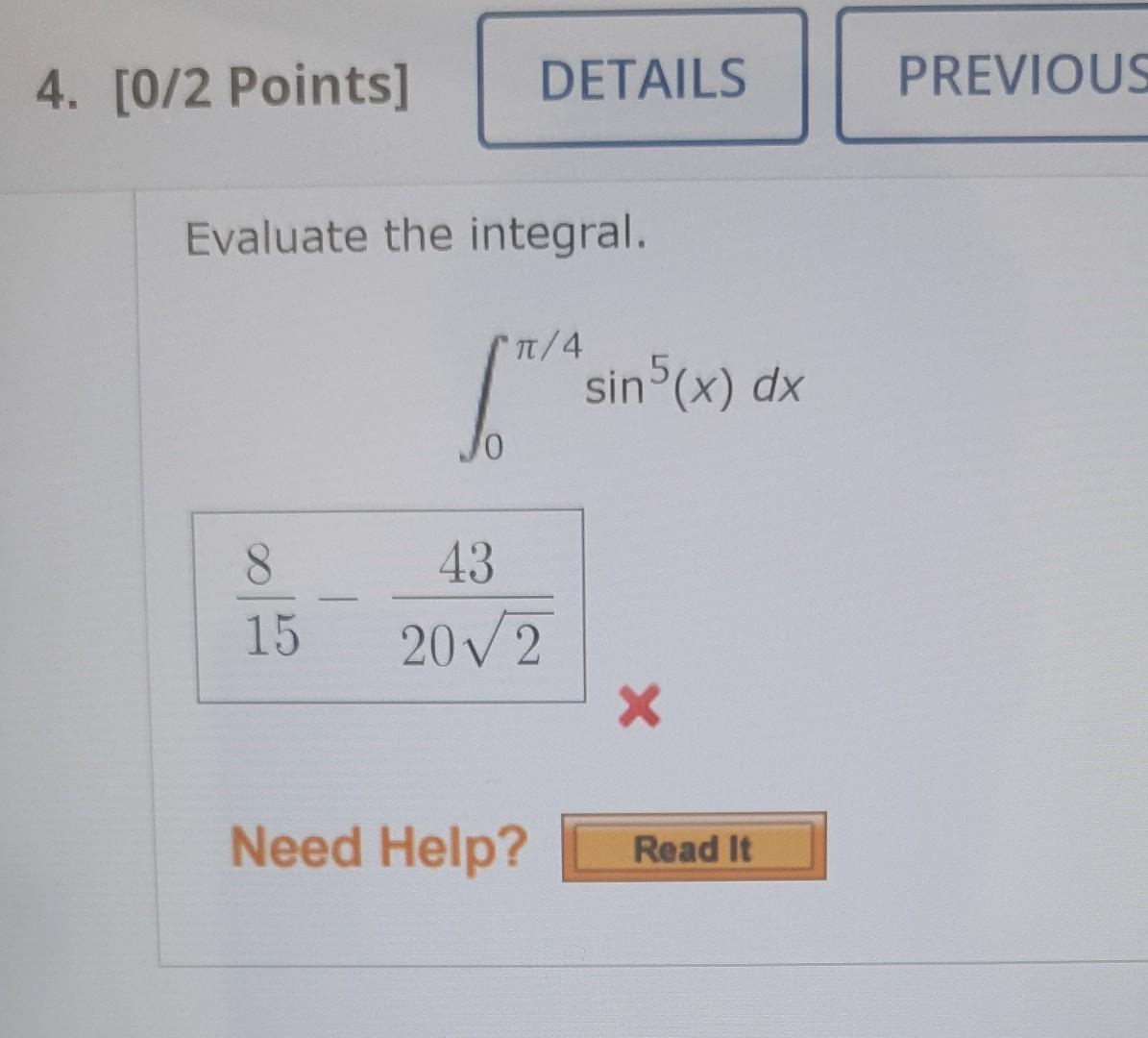 Solved SCALCET9 7.1.014. Evaluate the integral. (Use C for | Chegg.com
