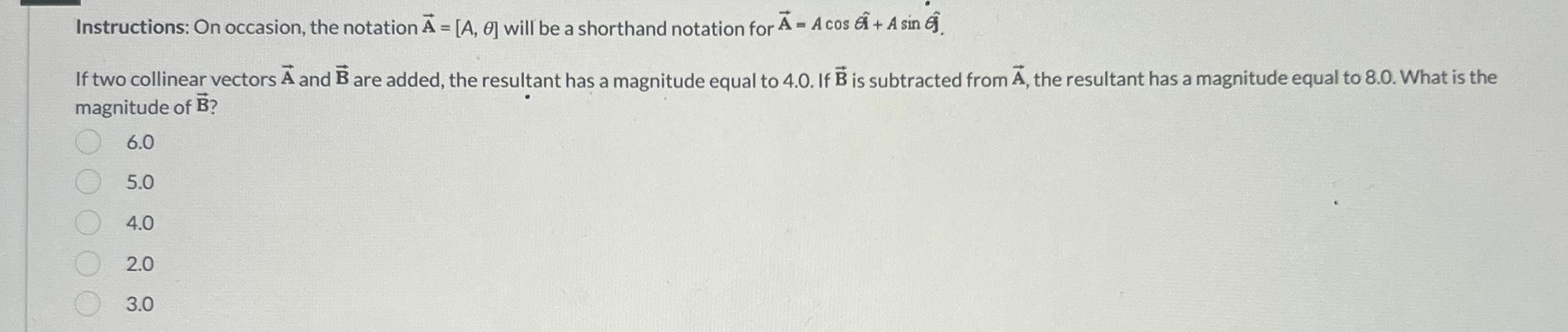 Solved Instructions: On occasion, the notation vec(A)=[A,θ] | Chegg.com