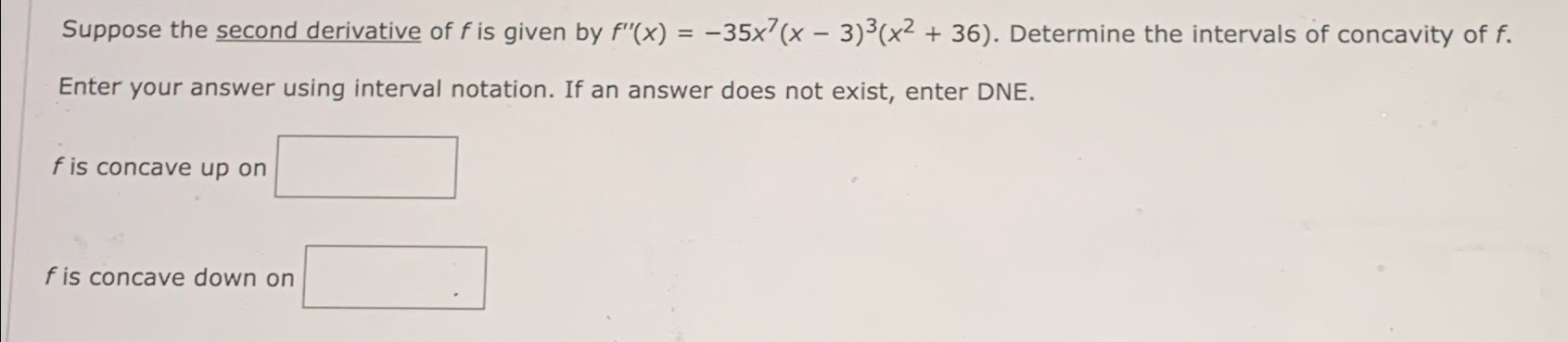 Solved Suppose the second derivative of f ﻿is given by | Chegg.com