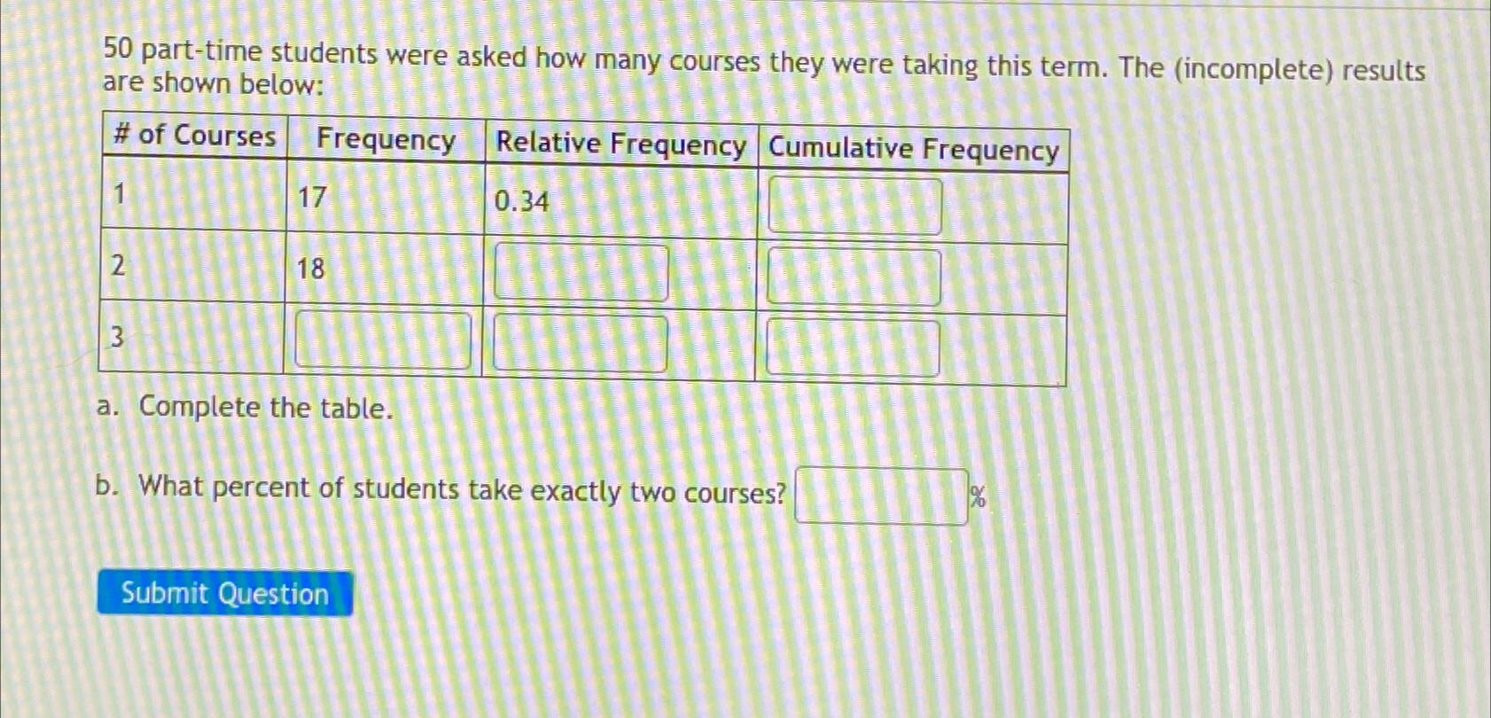 50 ﻿part-time students were asked how many courses | Chegg.com